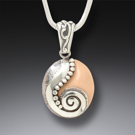 Handmade Silver Mammoth Ivory Necklace - Life Stream II